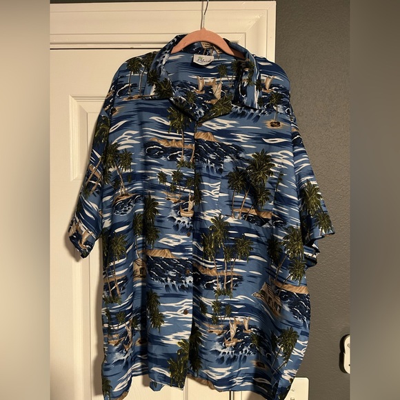 reyn spooner | Shirts | Reyn Spooner Ocean Blue Shirt With Palm Design ...